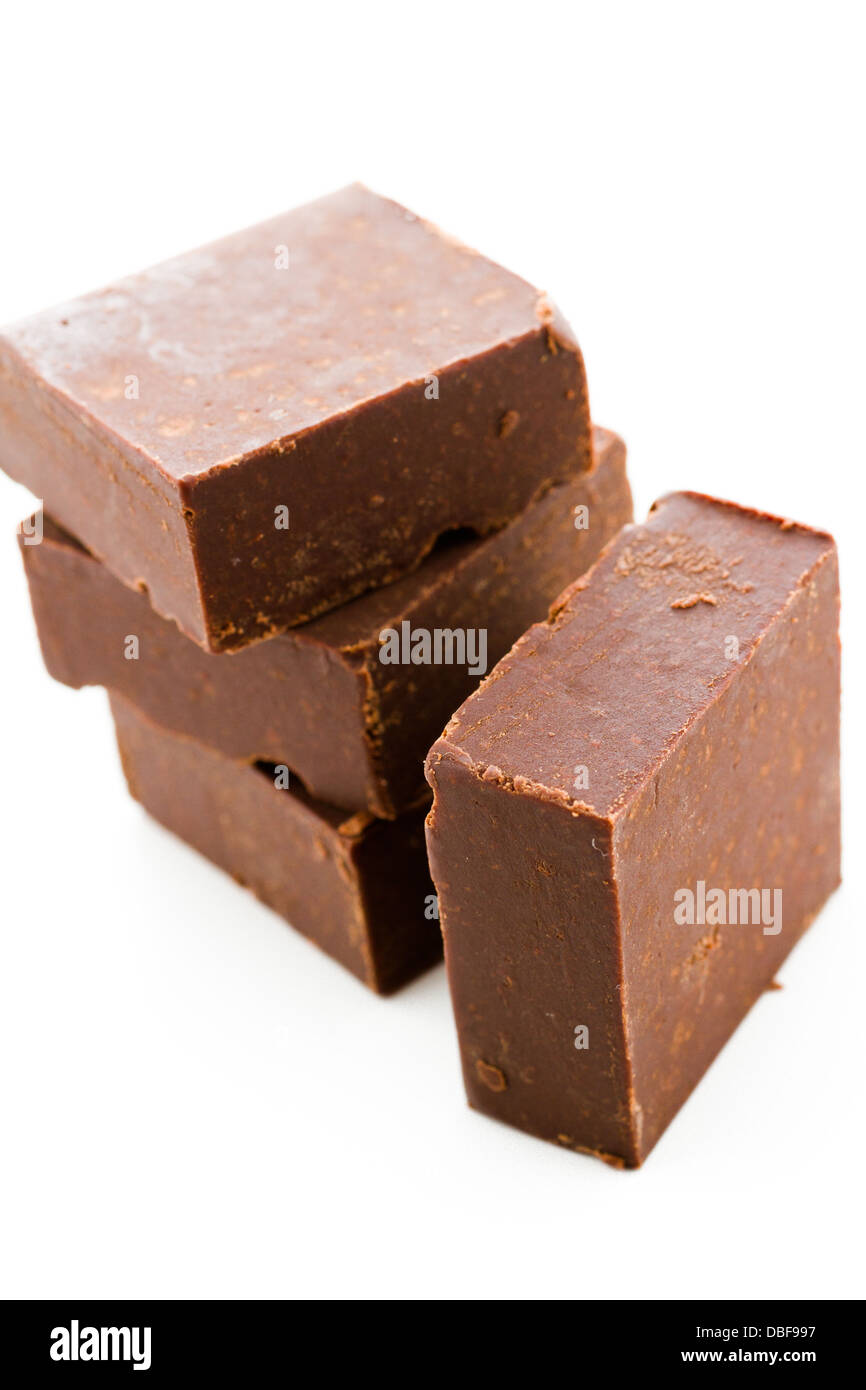 Gourmet fudge on a white background Stock Photo - Alamy