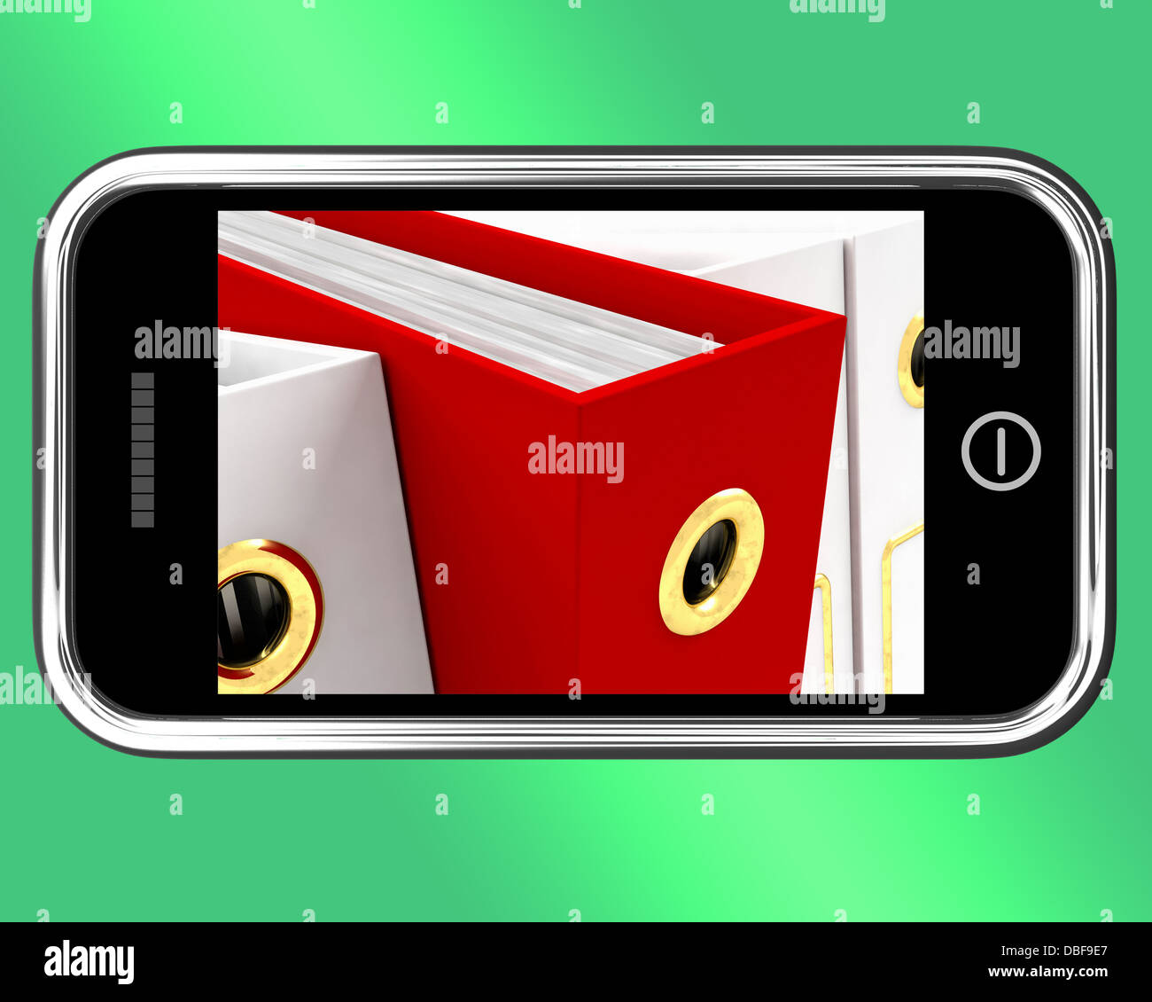 Smartphone With Red File To Show Organizing Data Stock Photo - Alamy