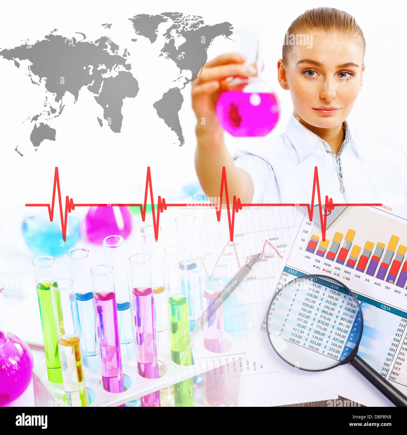 Collage with scientist in laboratory Stock Photo - Alamy