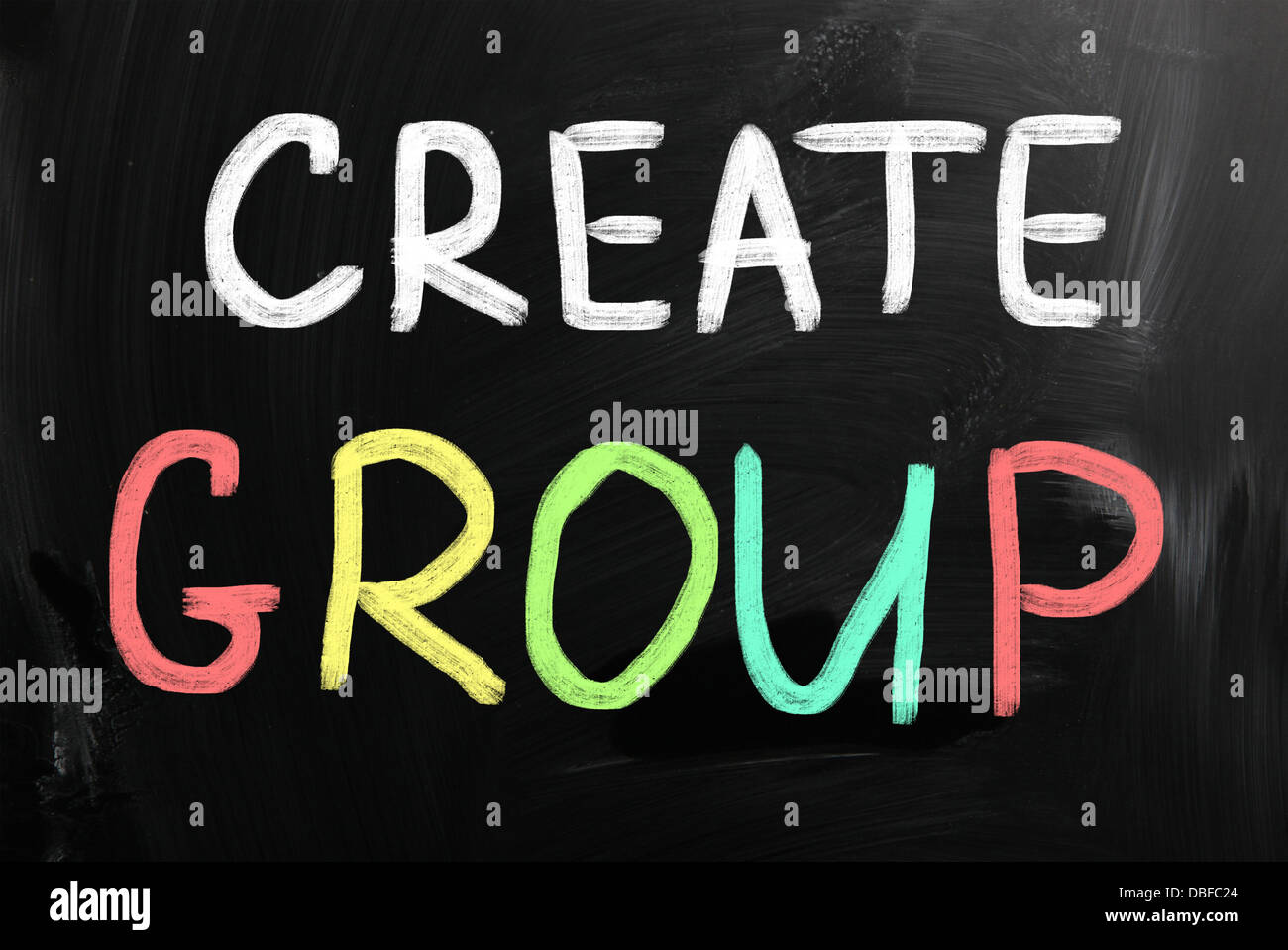 Create group handwritten with chalk on a blackboard Stock Photo - Alamy