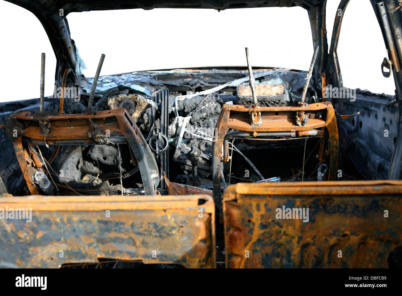 Interior of a broken car Stock Photo - Alamy