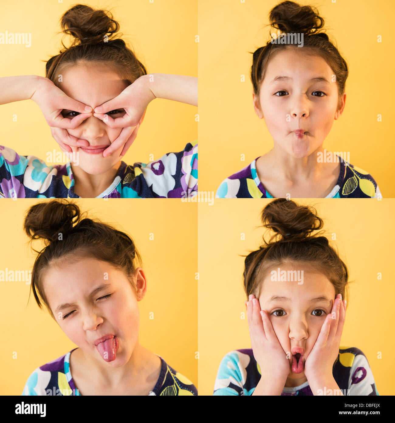 Mixed race girl making faces Stock Photo - Alamy