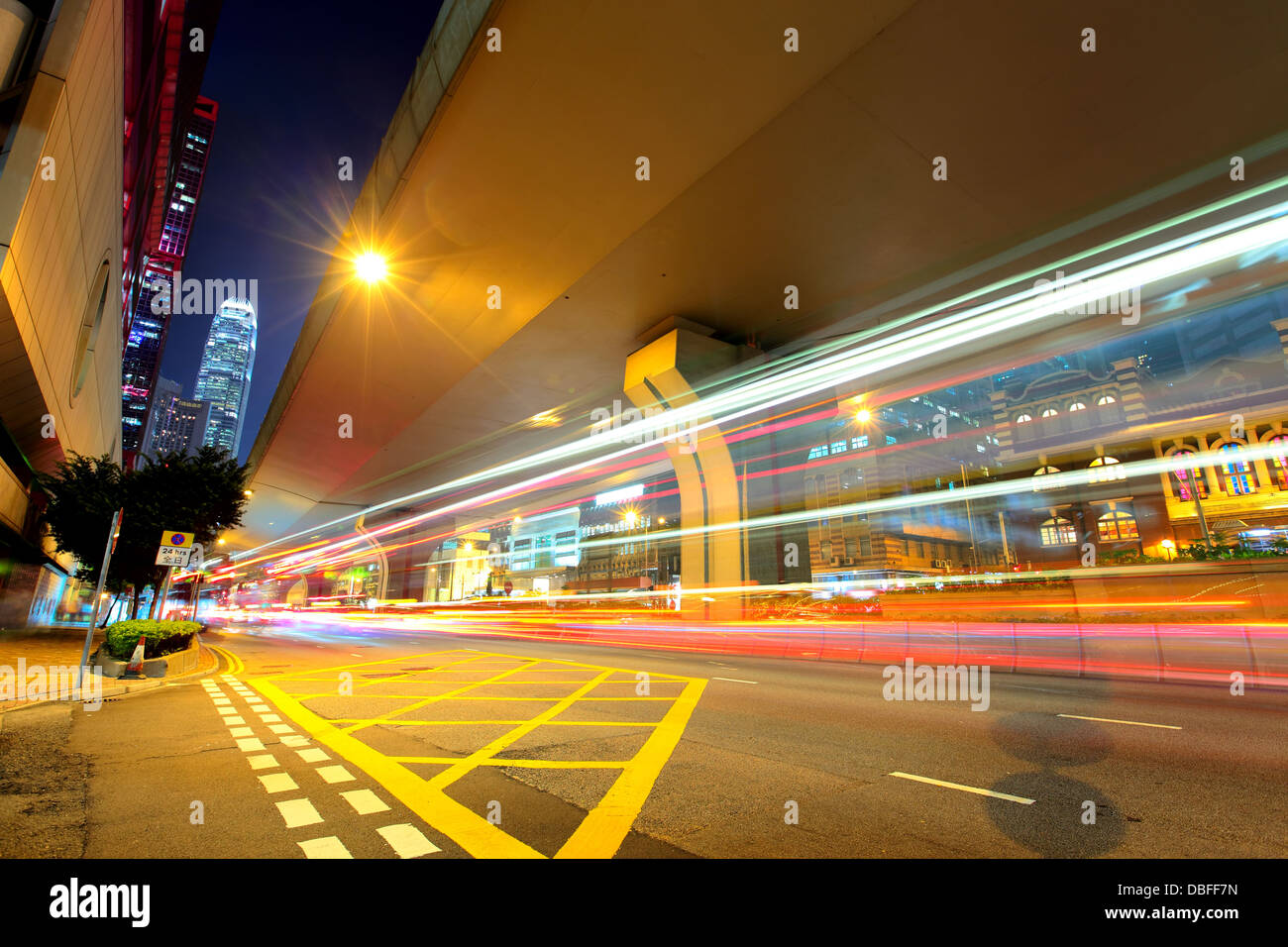 city in night with busy traffic Stock Photo - Alamy