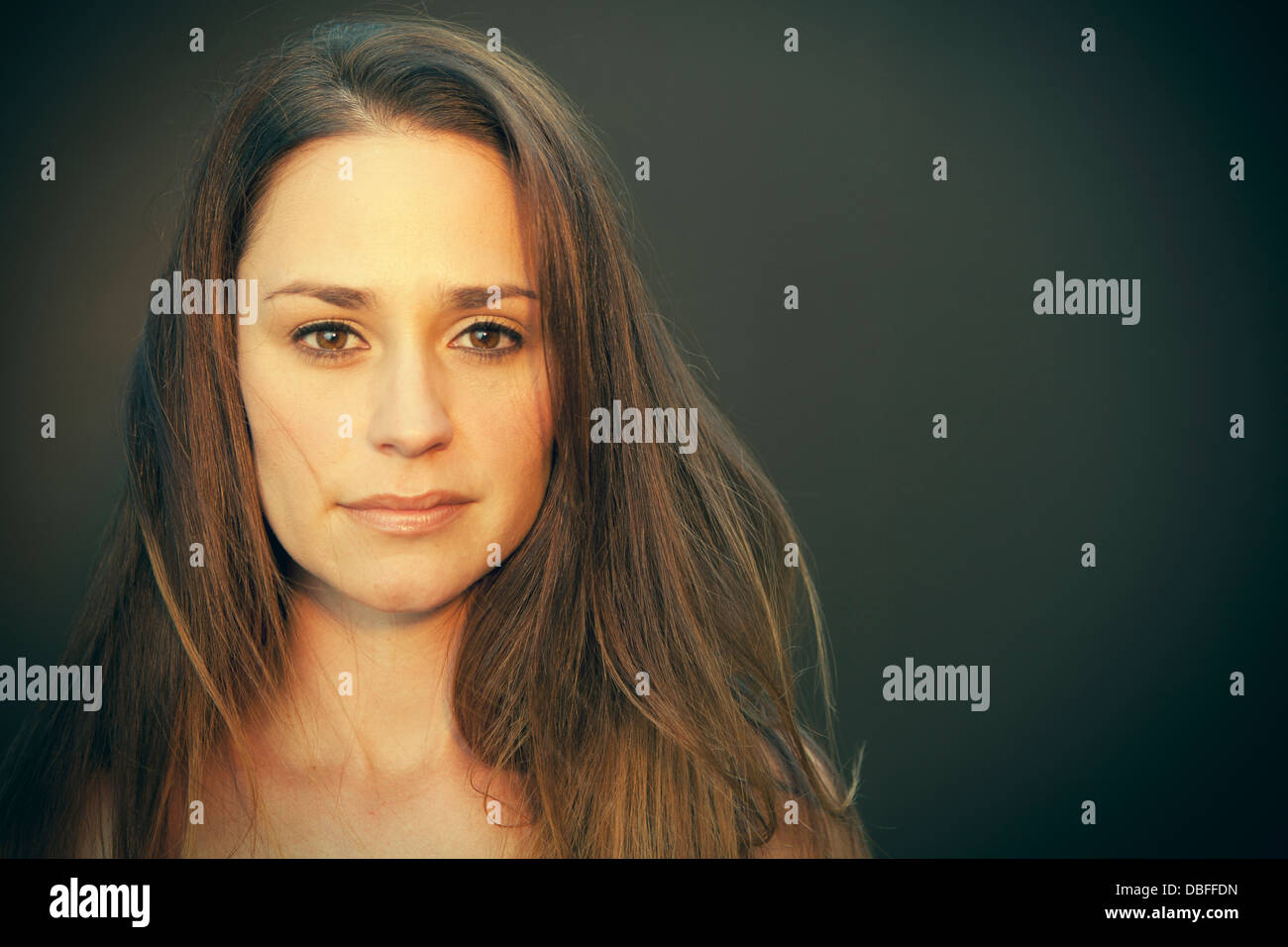 Caucasian woman with worried expression Stock Photo - Alamy