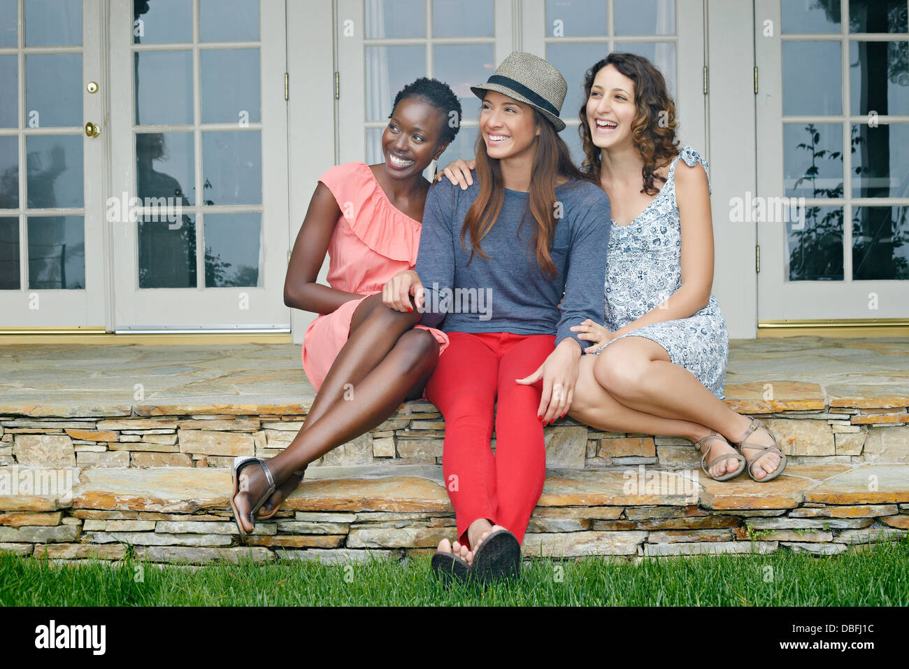 Women smiling together outdoors Stock Photo - Alamy