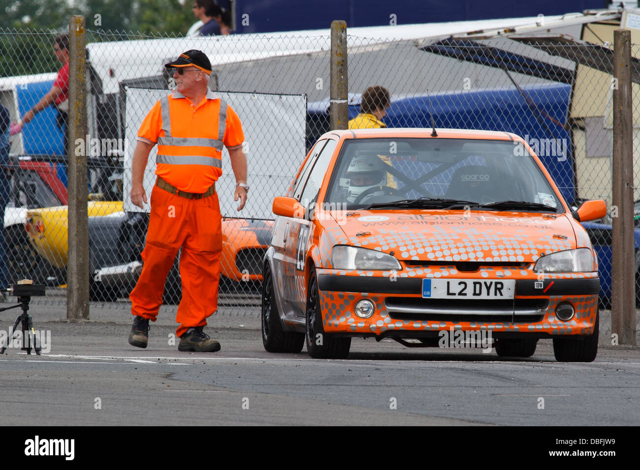 A car taking parting in a Sprint event at Llandow Circuit Stock Photo ...