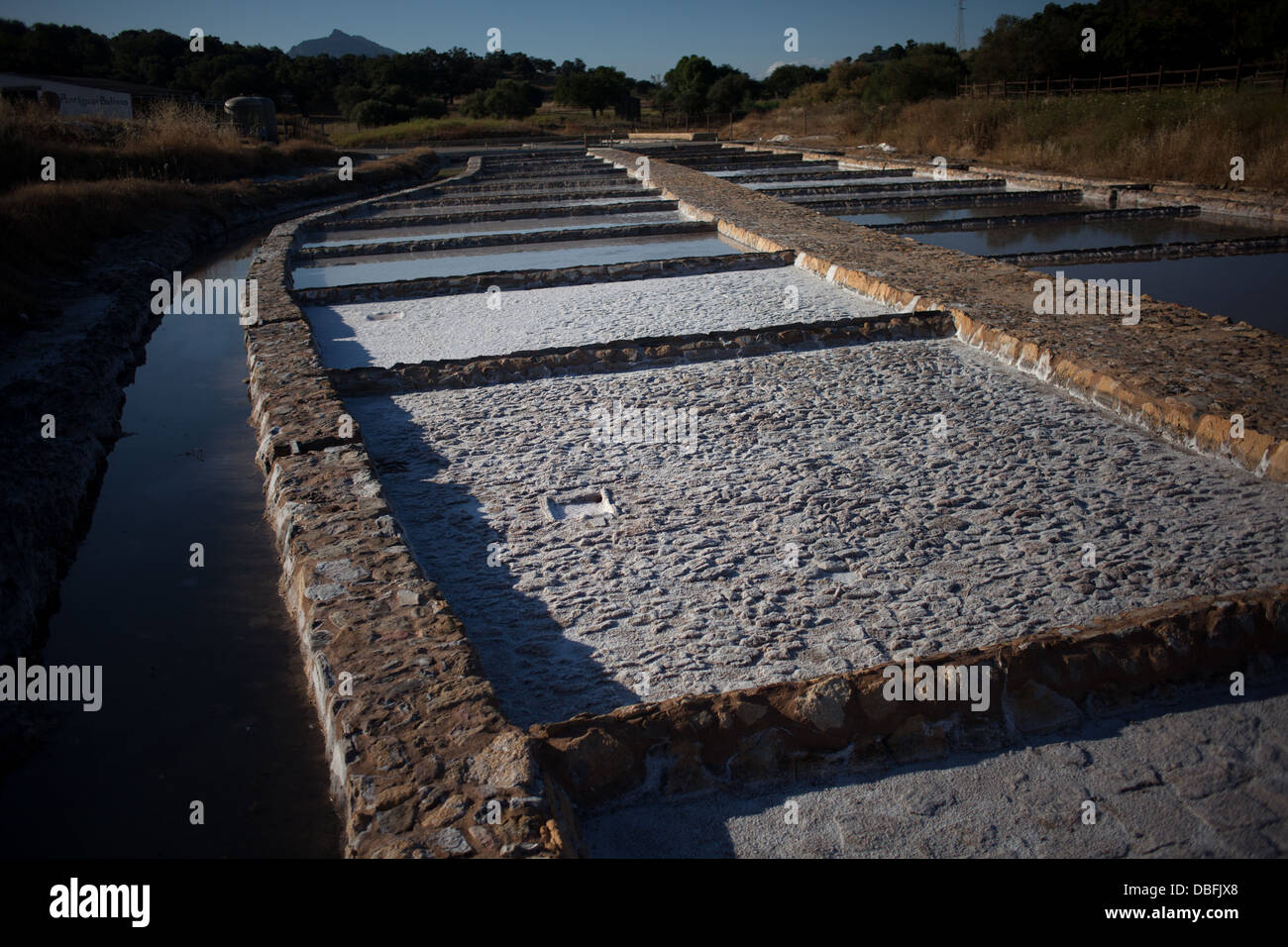 Salt flats at the Salinas de Hortales salt mine in Prado del Rey, Cadiz ...
