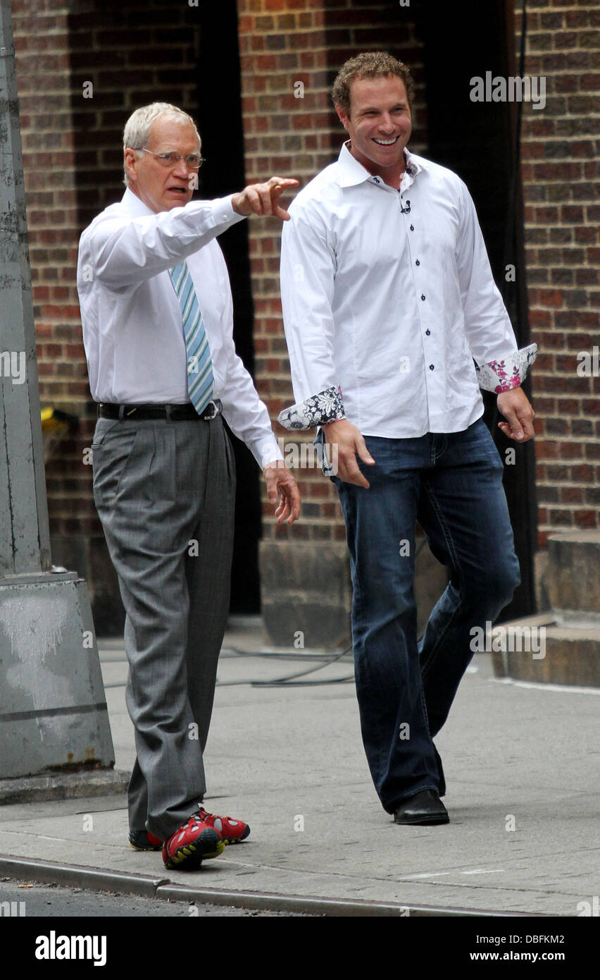 David Letterman and Josh Hamilton of Texas Rangers Celebrities outside ...