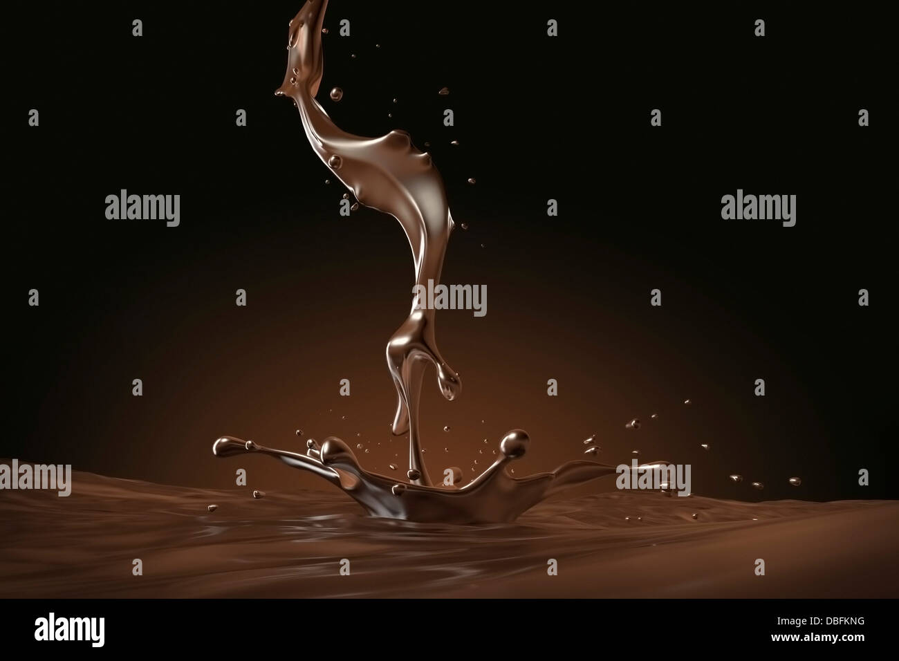 Chocolate stream splashing into pool Stock Photo - Alamy