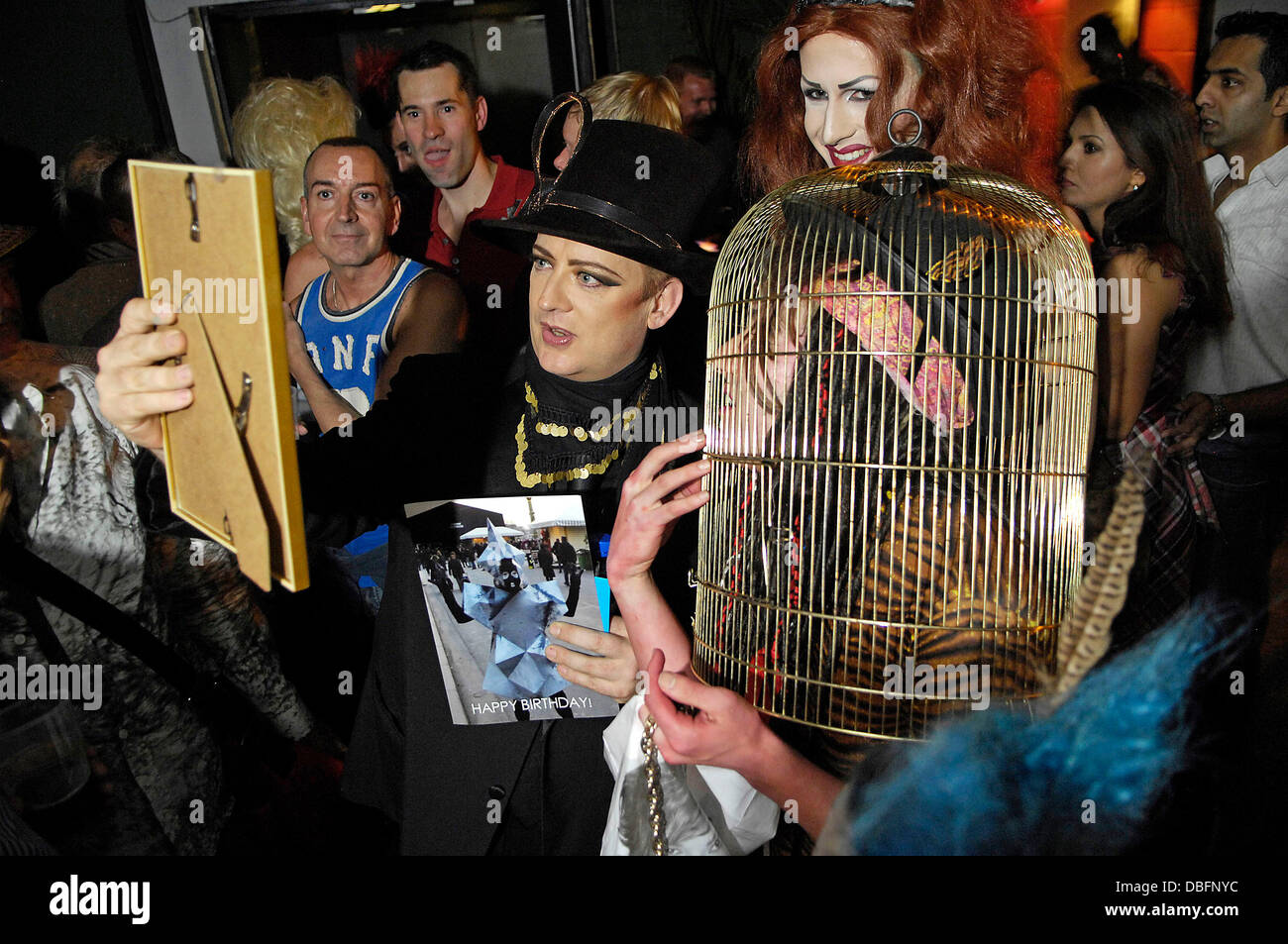 Boy George, at Boy George's 50th Birthday celebration. London, England ...