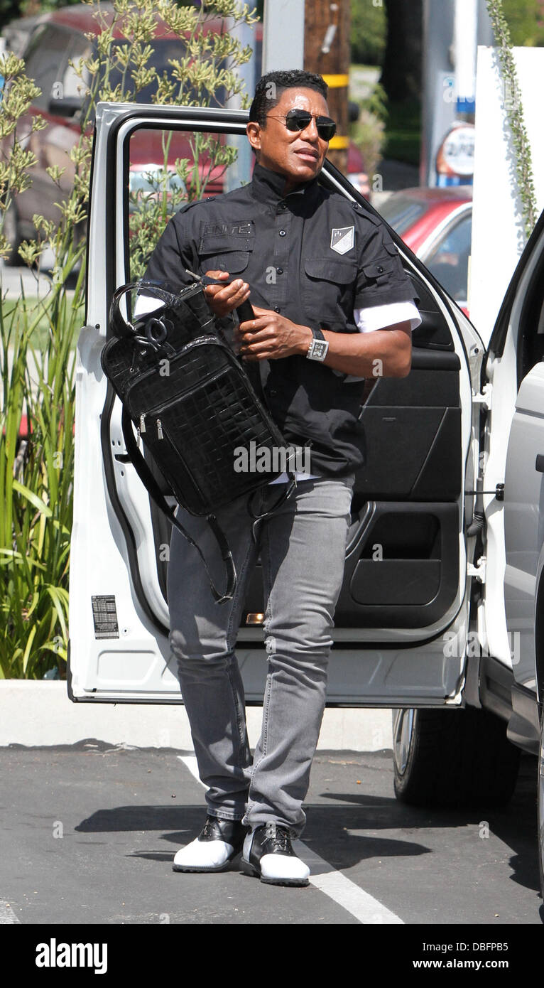 Jermaine Jackson arriving at a studio in Burbank Los Angeles ...