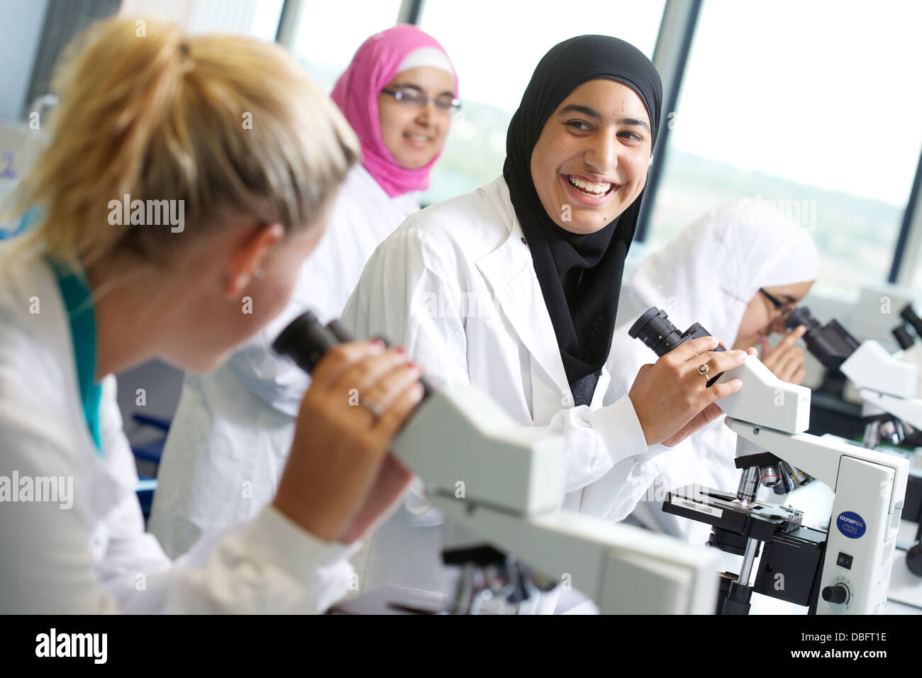 students in laboratory using microscopes Stock Photo - Alamy