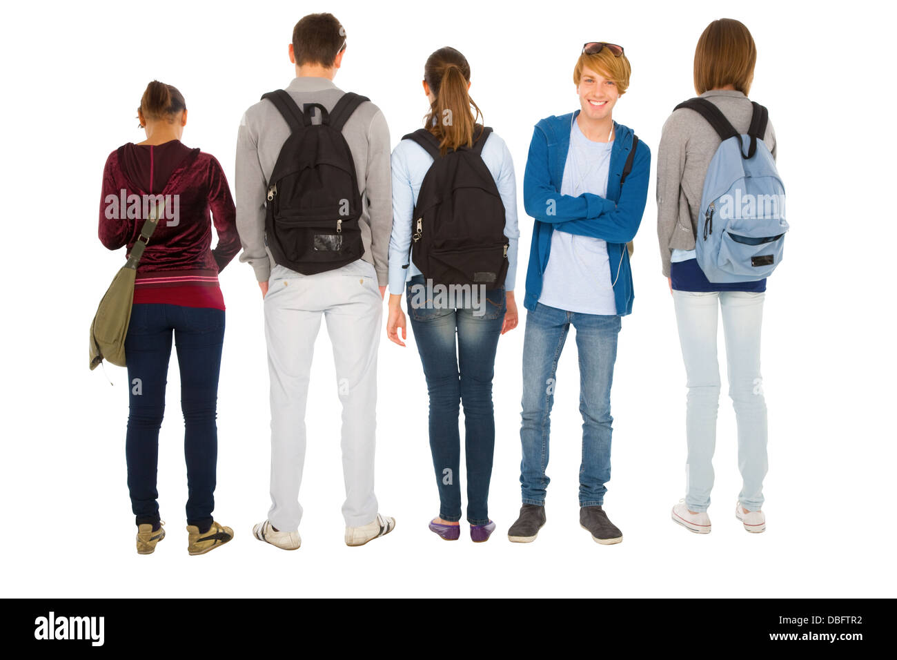 teenage students with backpack Stock Photo - Alamy