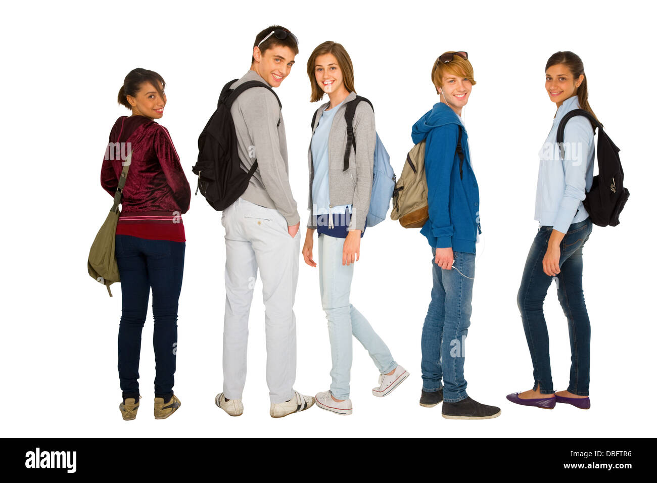 teenage students with backpack Stock Photo - Alamy