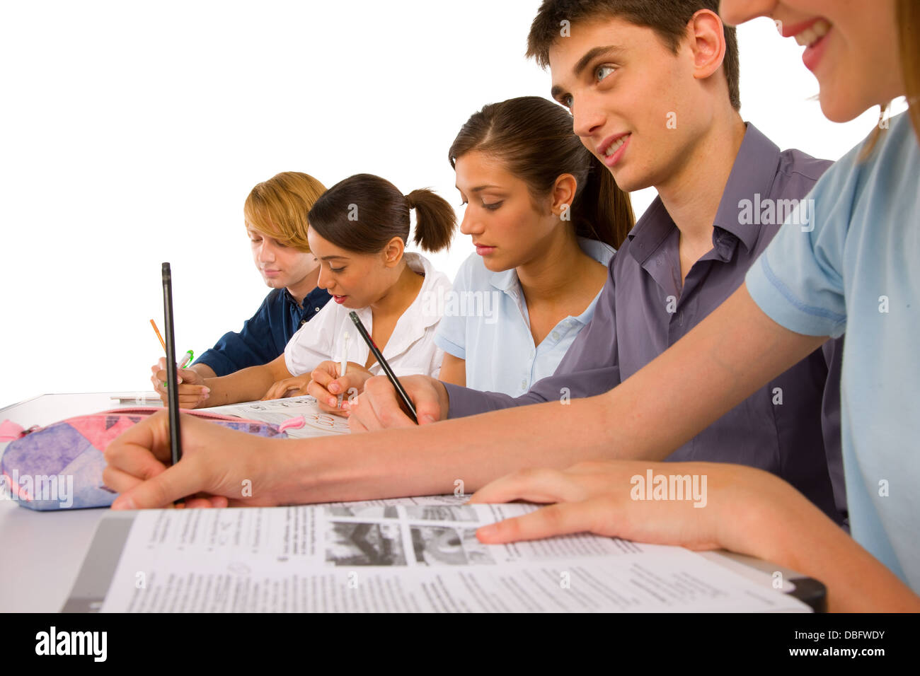 teenagers in classroom Stock Photo - Alamy