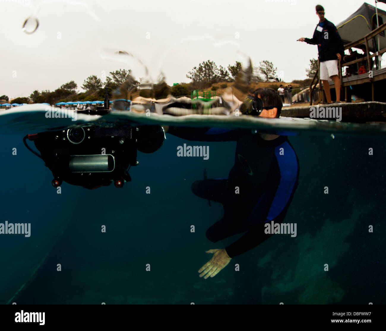 An autonomous underwater vehicle (AUV) built by students from ...