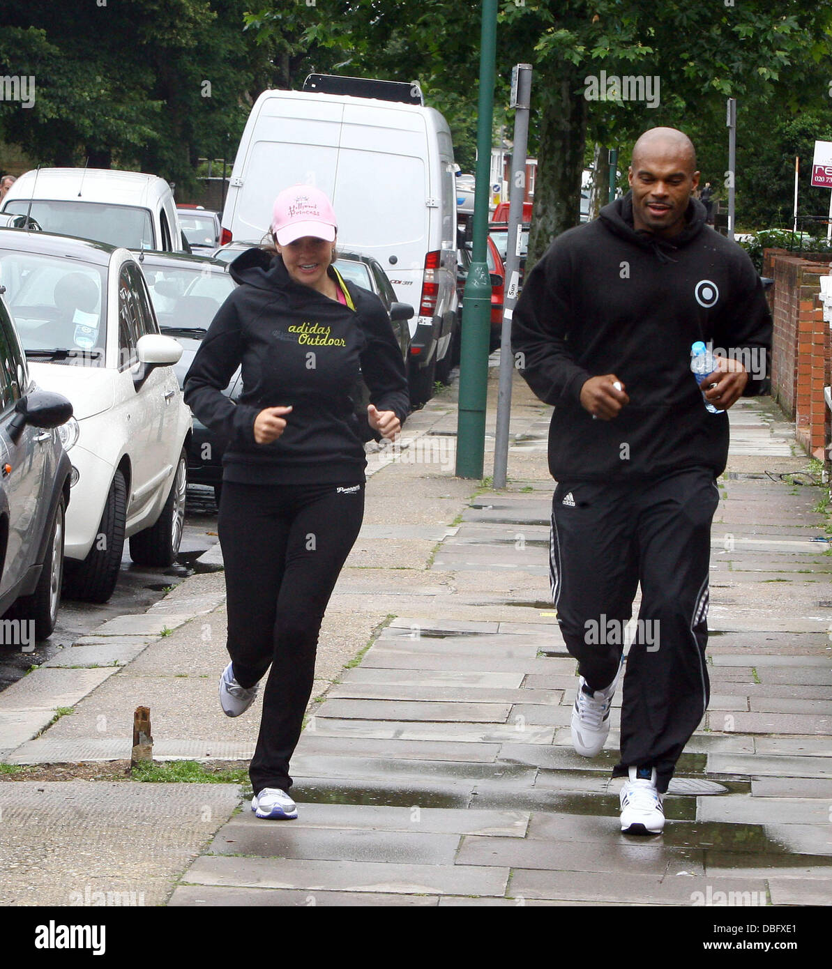 Imogen Thomas works out in a park with her personal trainer London ...