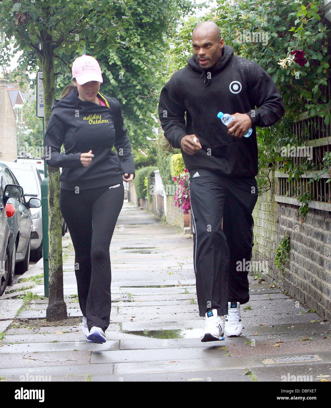 Imogen Thomas works out in a park with her personal trainer London ...