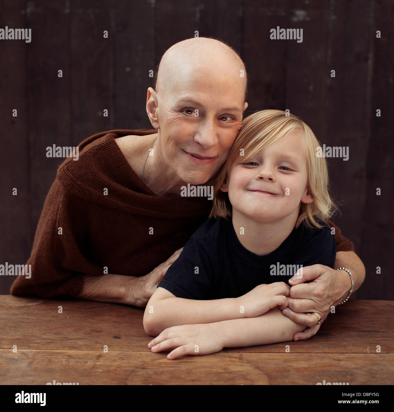 Cancer boy bald happy hi-res stock photography and images - Alamy