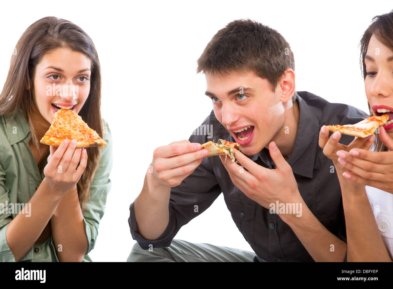teenagers eating pizza Stock Photo - Alamy
