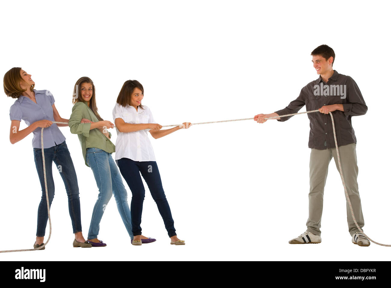 Teen girls playing tug war hi-res stock photography and images - Alamy