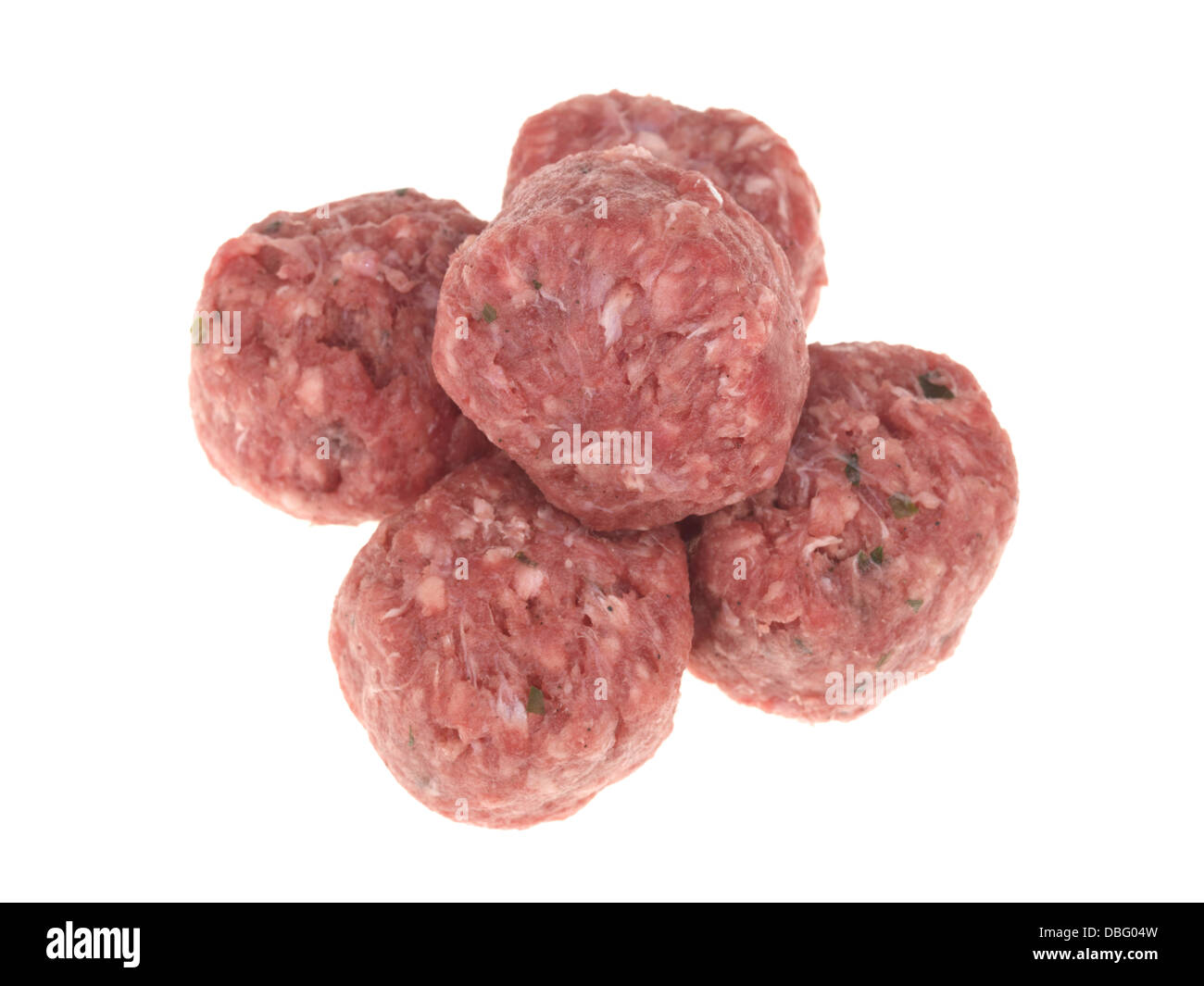 Pile Of Raw Uncooked Homemade Beef Meatballs Against A White Background ...