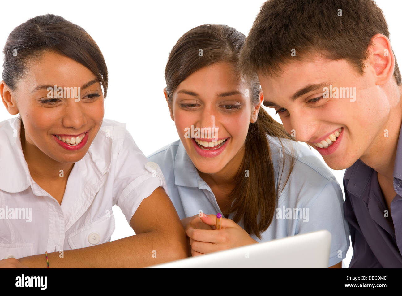 teenagers using laptop Stock Photo - Alamy