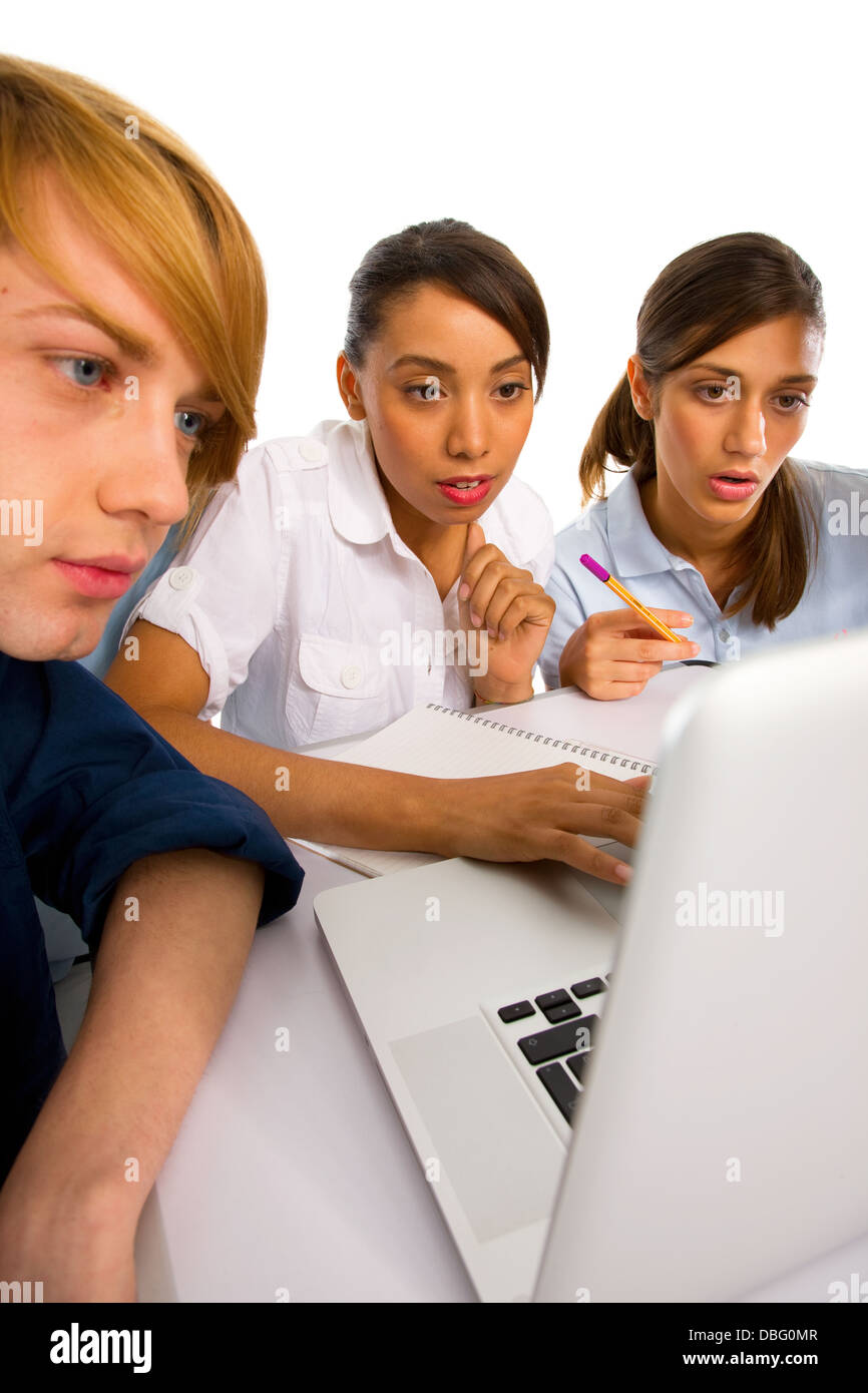 teenagers using laptop Stock Photo - Alamy