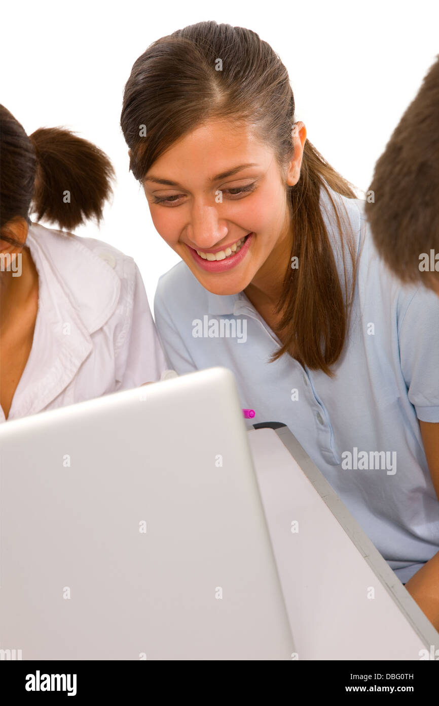 teenagers using laptop Stock Photo - Alamy