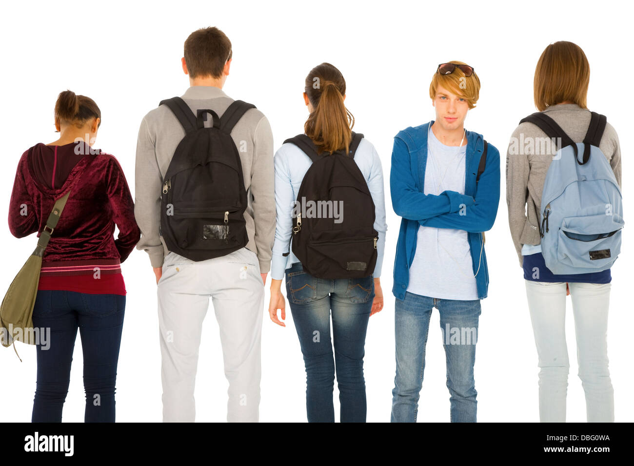 teenage students with backpack Stock Photo - Alamy