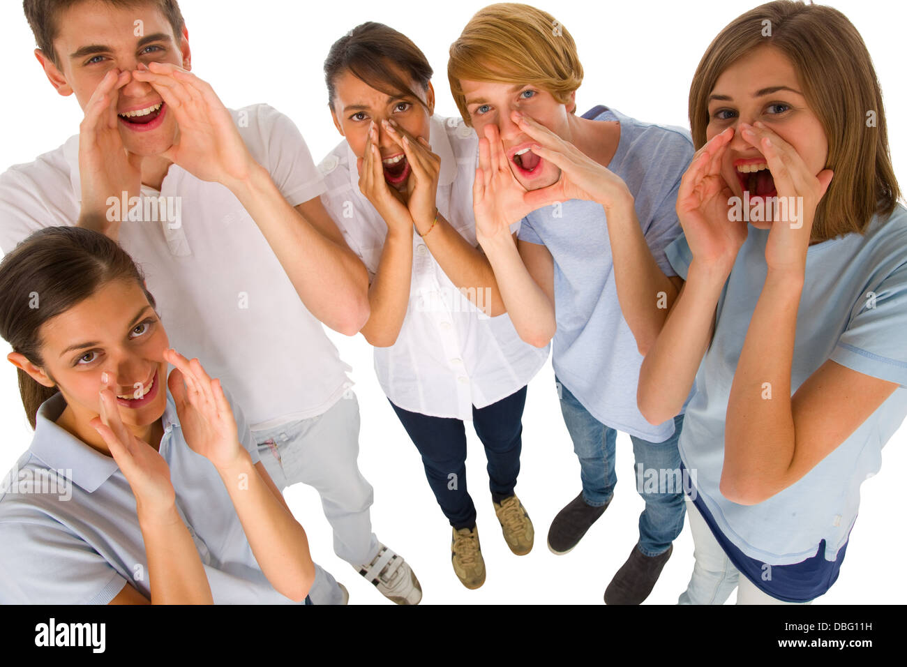 group of teenagers shouting Stock Photo - Alamy
