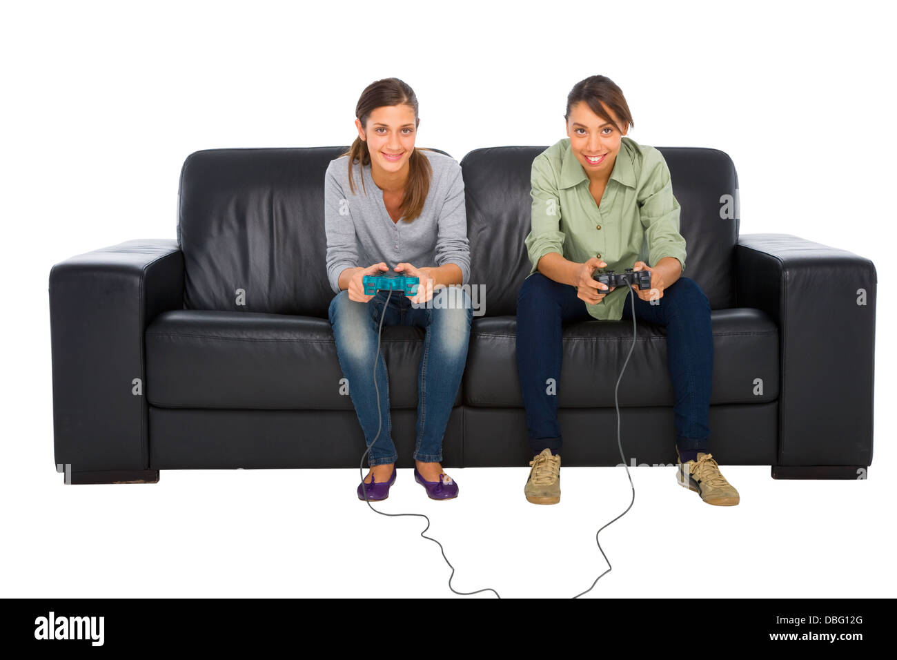 teenagers playing with playstation Stock Photo - Alamy