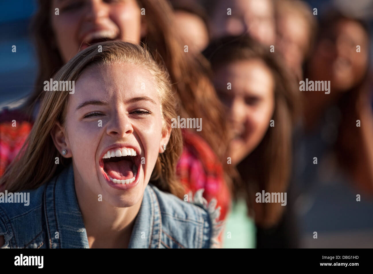 Shouting Girl Outside Stock Photo - Alamy