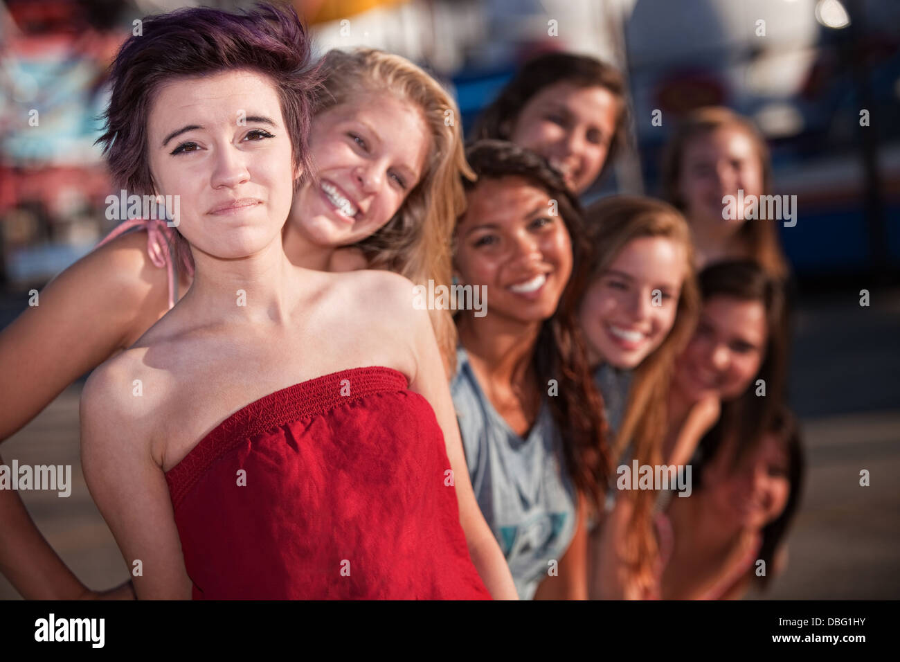 Group of Good Friends Smiling Stock Photo - Alamy