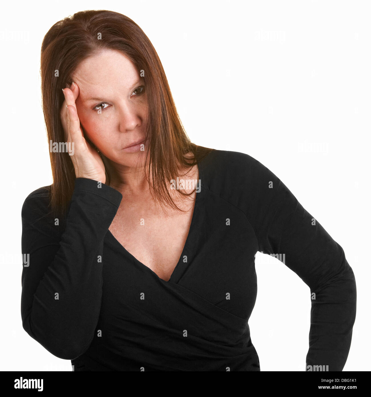 Upset Woman With Hand on Head Stock Photo - Alamy