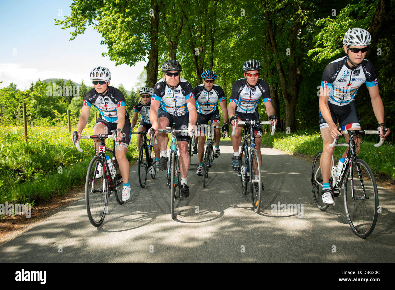 Team of cyclists on road hi-res stock photography and images - Alamy