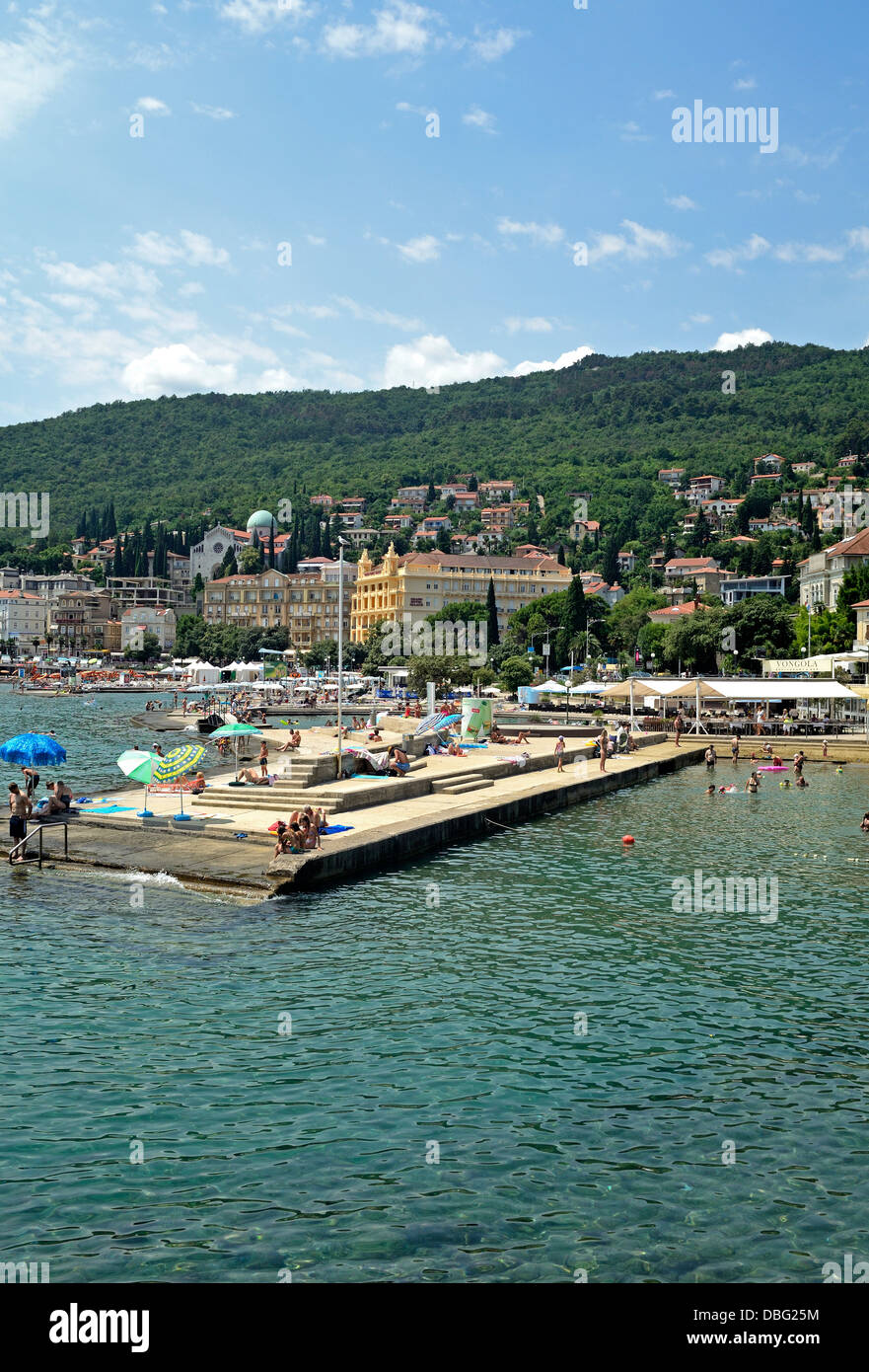 Croatia Opatija Adriatic coastline public beach Stock Photo - Alamy