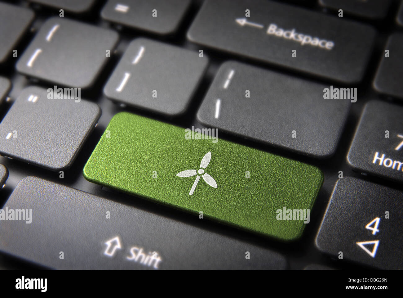 Go green wind energy keyboard key, environment background Stock Photo ...