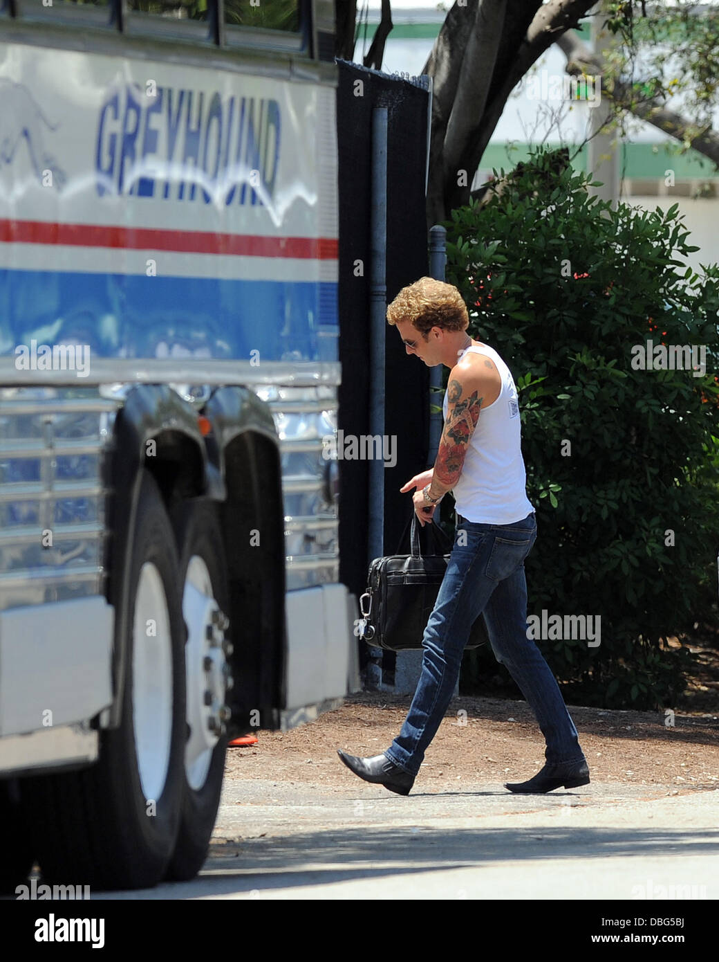 Shane Hartline appears on set during the filming of new film 'Rock of Ages', which also stars ...