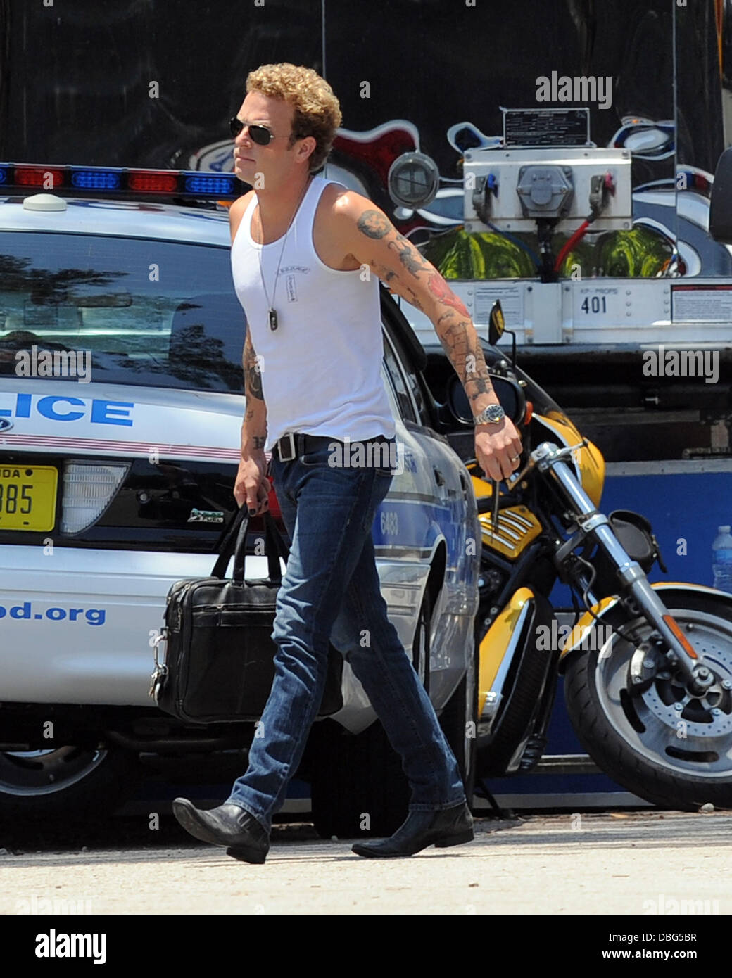 Shane Hartline appears on set during the filming of new film 'Rock of ...