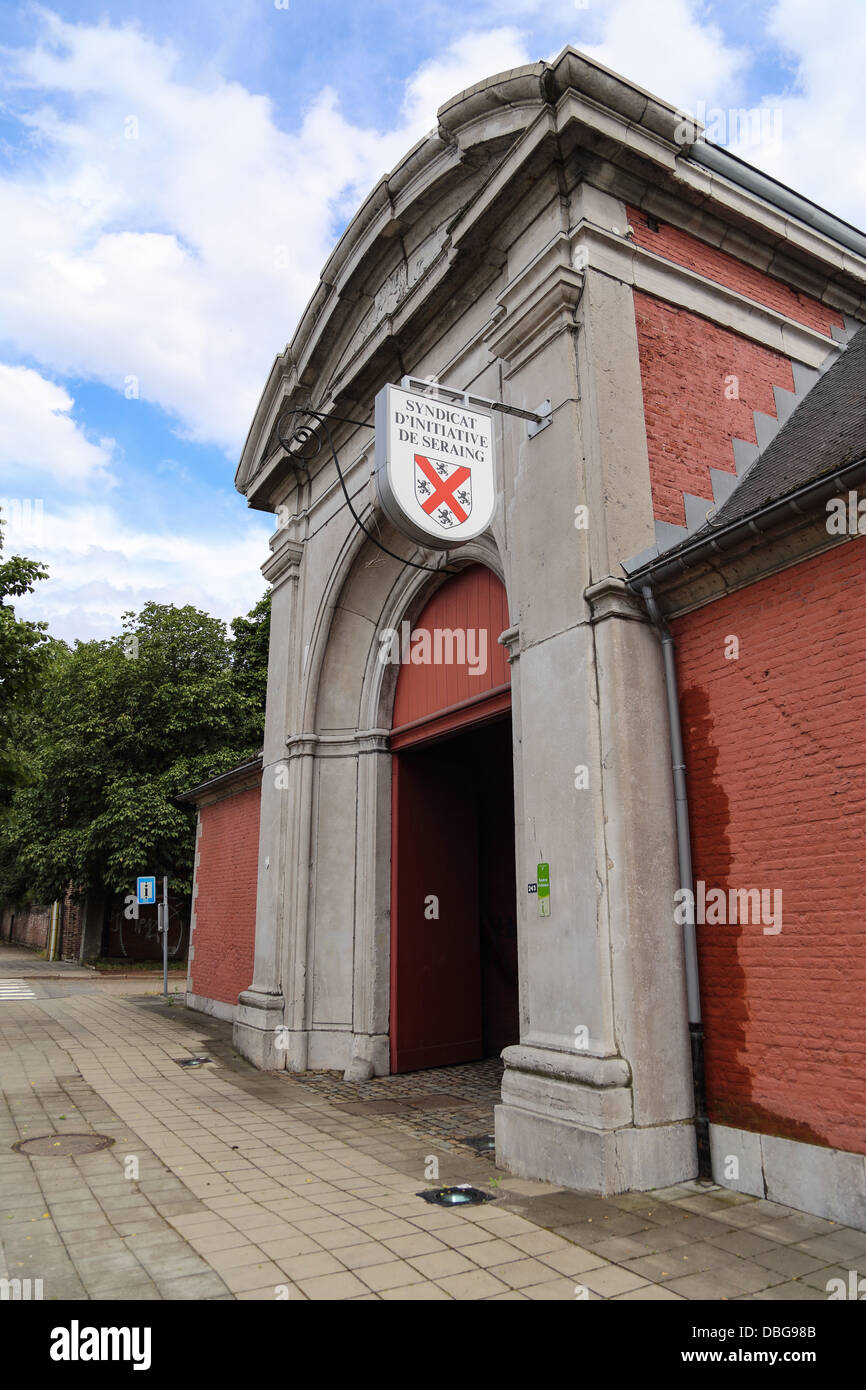 Old entrance to the Val Saint Lambert crystal factory in Seraing, South ...