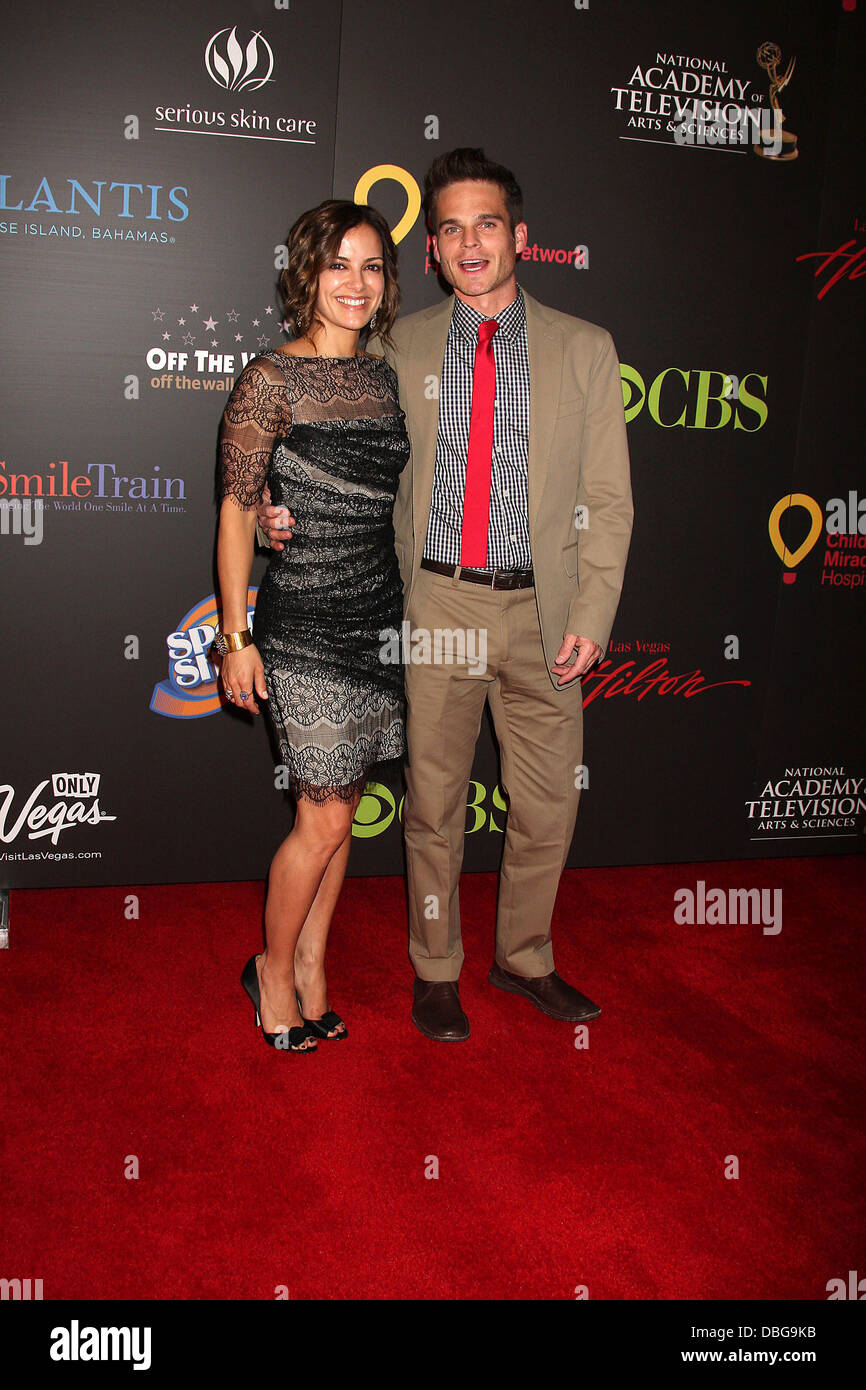 Rebecca Budig, Greg Rikaart , arriving at the Daytime Emmy Awards at ...