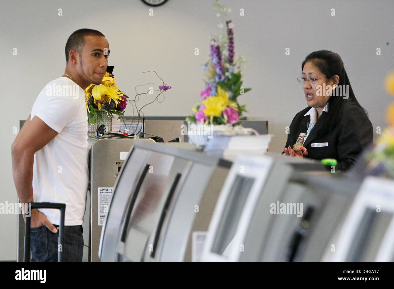 Lewis Hamilton seen arriving at LAX airport to catch a flight. Hamilton ...