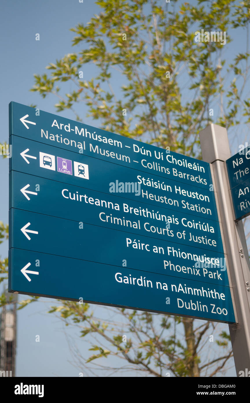 Directions in two languages - in gaelic and english, Dublin, Republic ...
