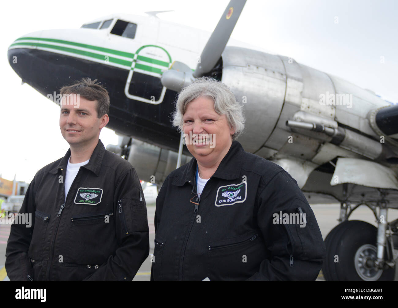 The English crew with John Corley and Kath Burnham sit in the cockpit ...