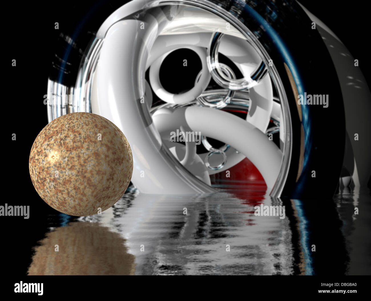 Sphere in water made in 3d software Stock Photo - Alamy