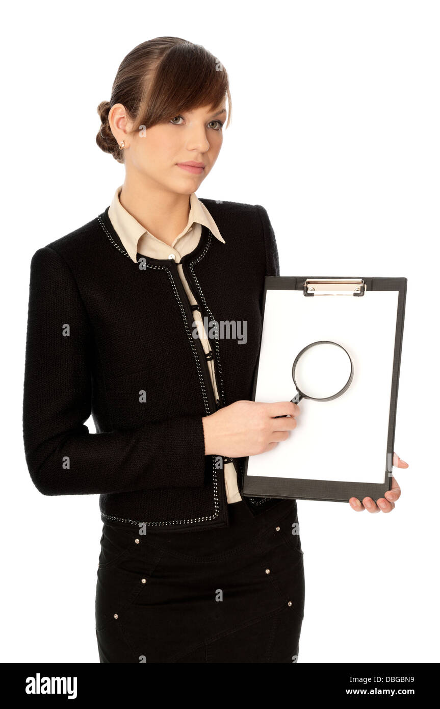 White blank paper with a magnifier Stock Photo - Alamy