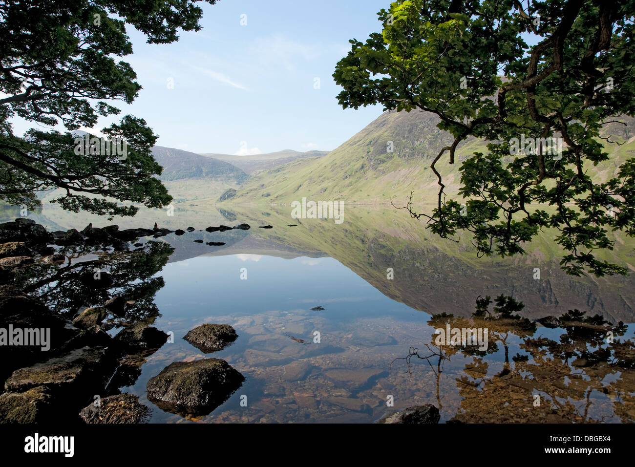 Crummock Water reflections Lake District National Park Cumbria, UK ...