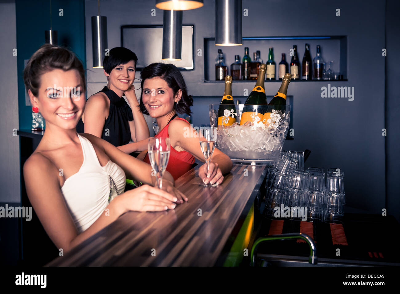 group of young women in the bar Stock Photo - Alamy