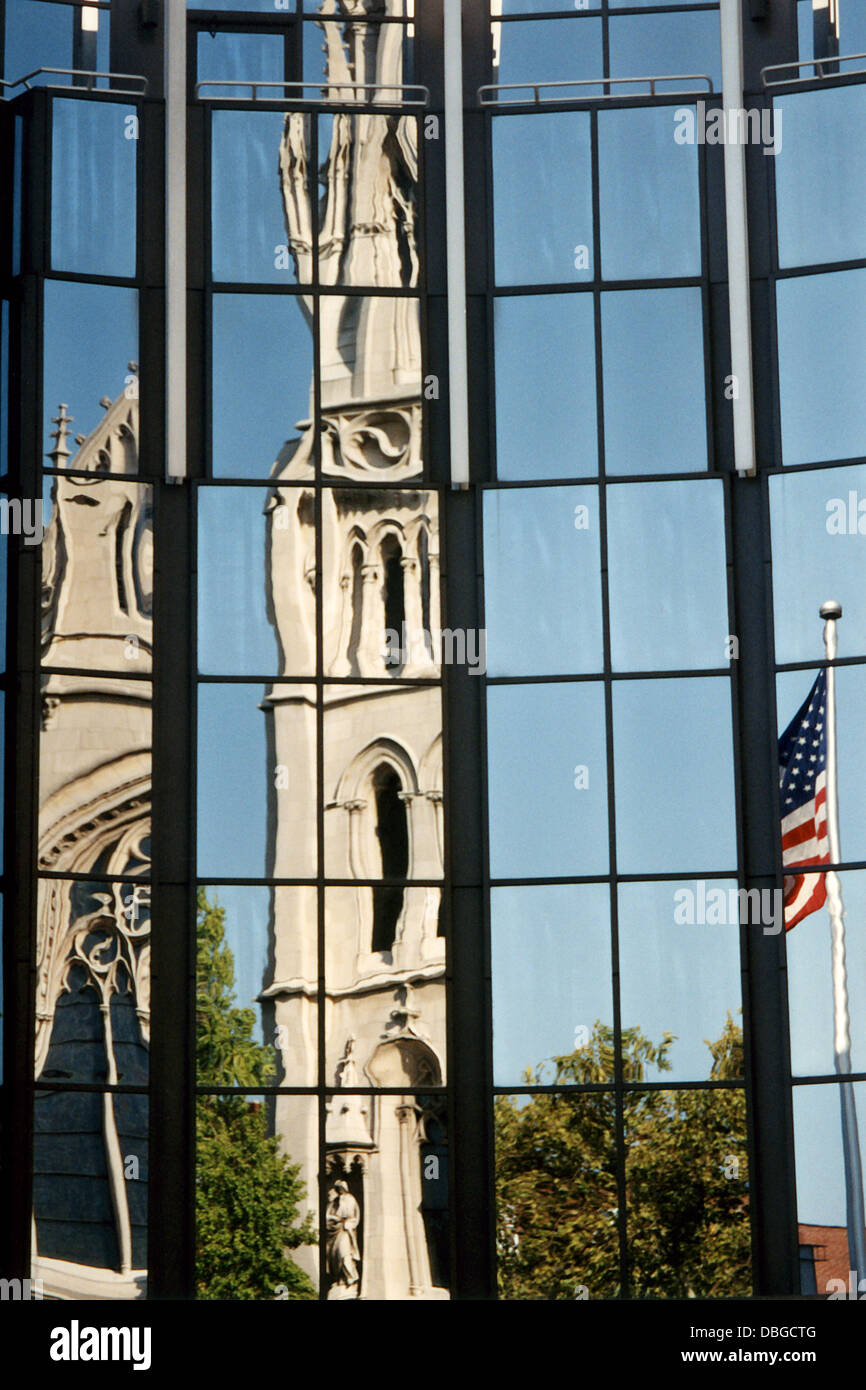 Church & Flag Reflection Stock Photo - Alamy
